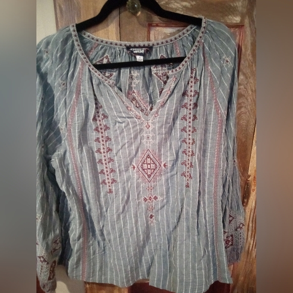 Johnny Was | Tops | Johnny Was Blue And Burgundy Embroidered Blouse ...